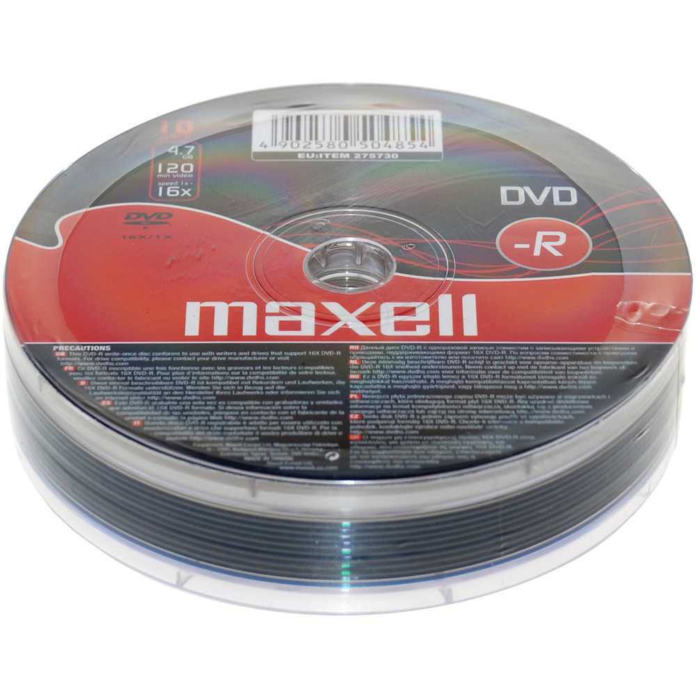 DVD-R disk 10ks Maxell DVD-R 4,7GB 16x 10SH 275730 | Teshop.cz