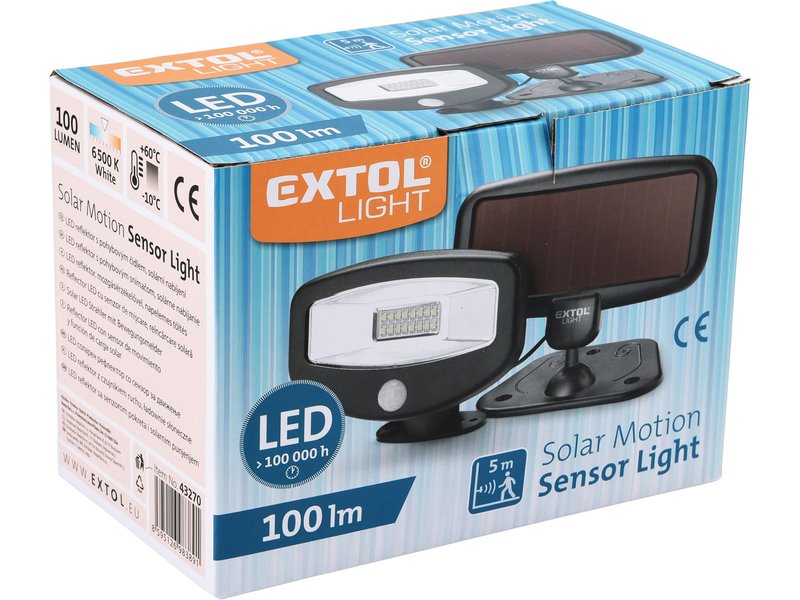 LED reflektor Extol Light (43270) s pohybovým čidlem, 100lm, solární ...