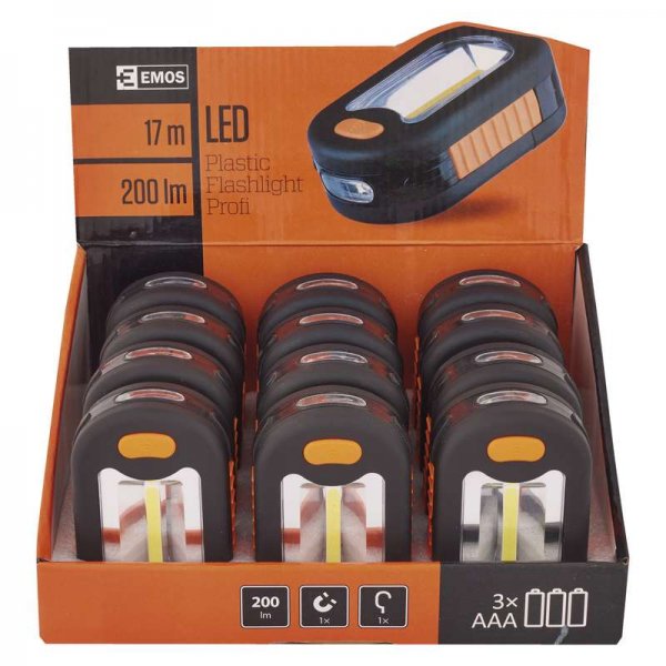 Svítilna Emos P3889 E-6113 LED COB+3LED 3AAA plast | Teshop.cz