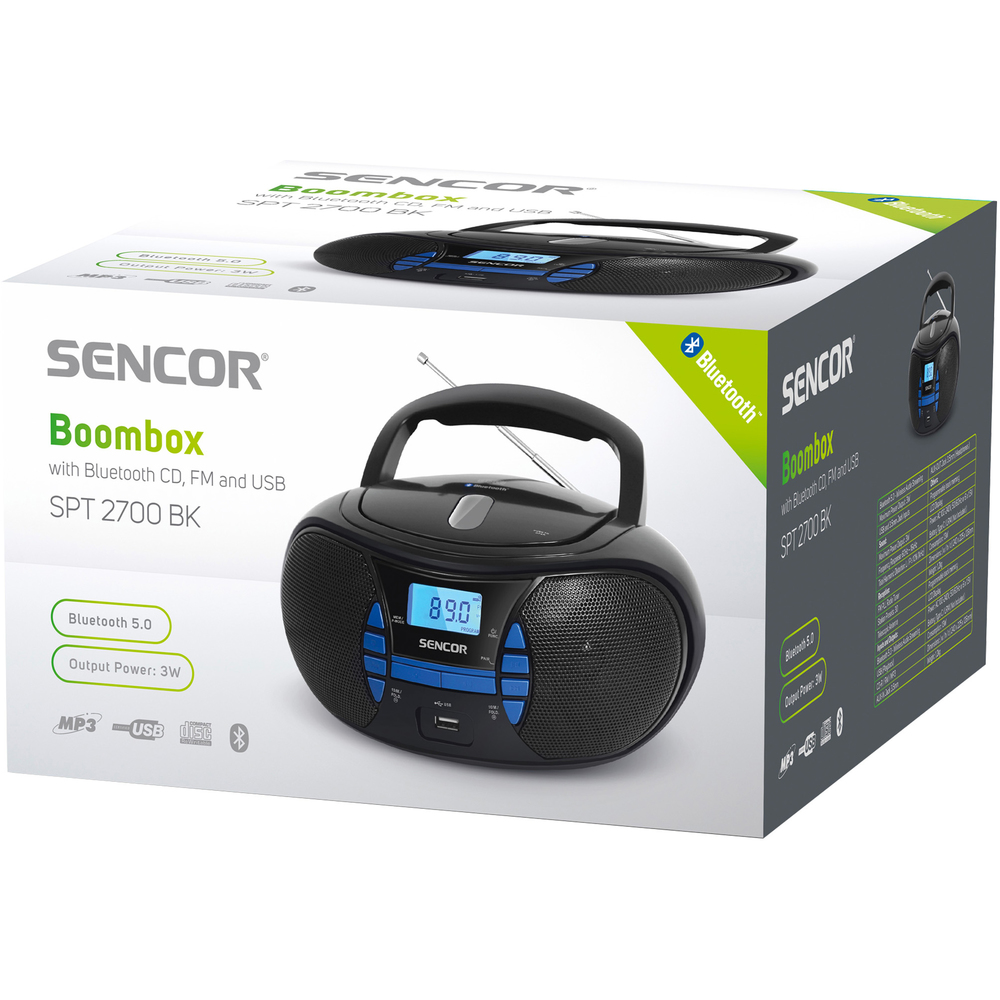 Radiopřehrávač Sencor SPT 2700 BK S CD/MP3/USB/BT | Teshop.cz